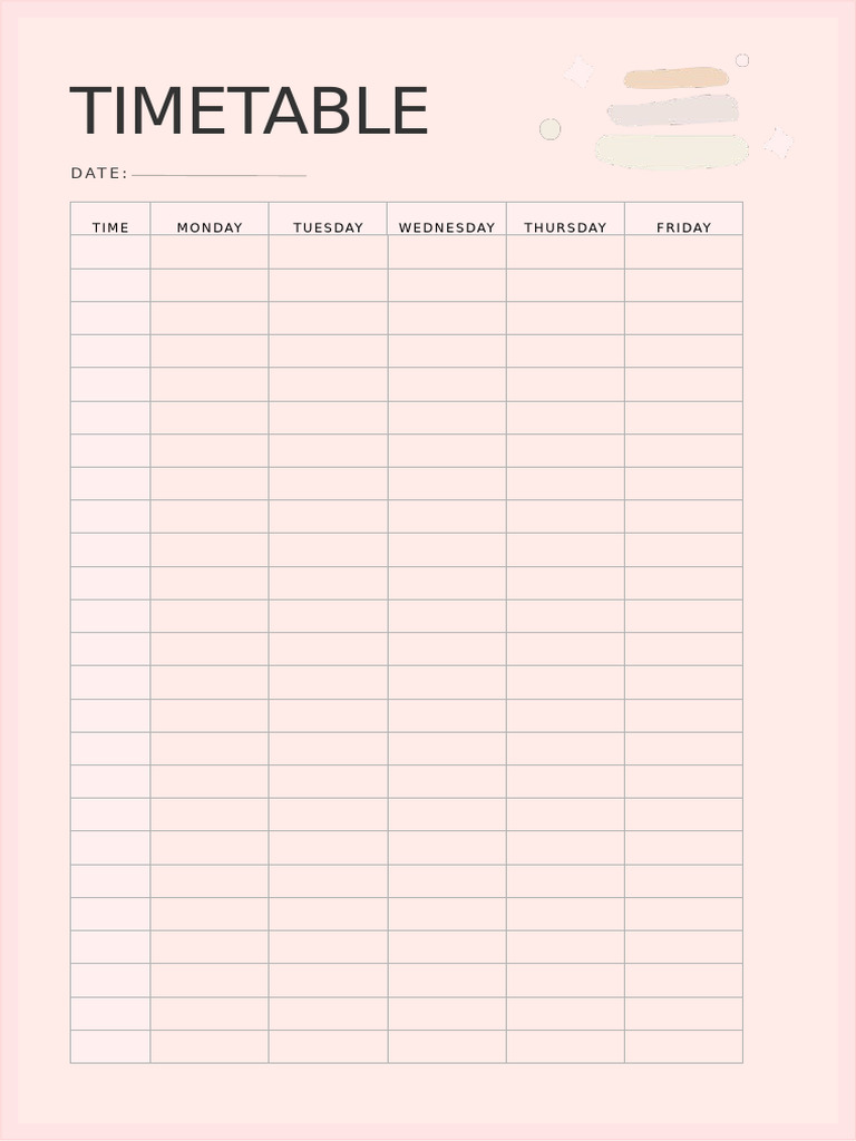 Pink Modern Simple Timetable Planner | PDF