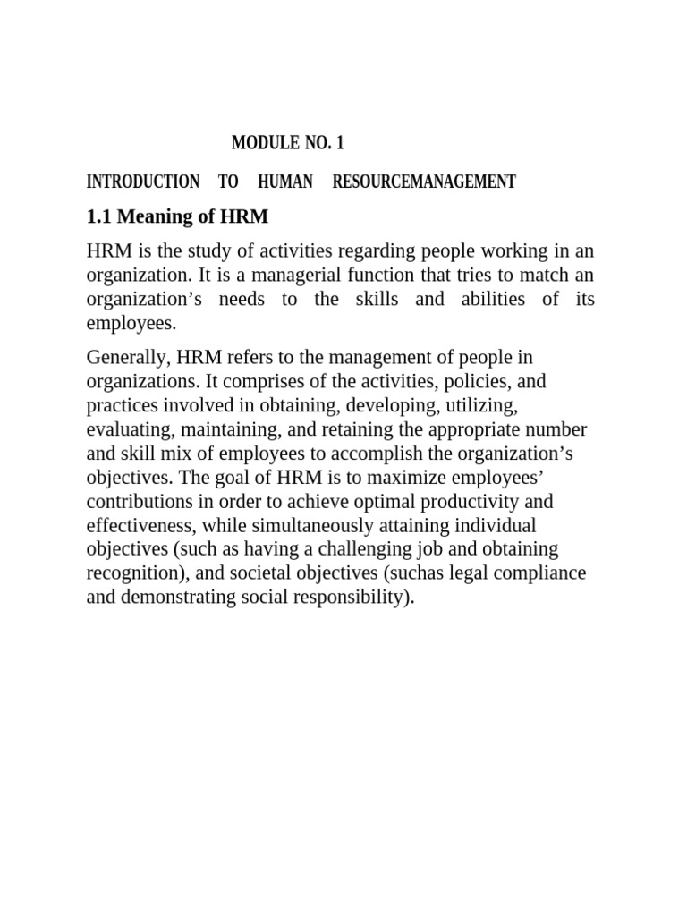 Introduction to Human Resource Management | PDF | Human Resource ...