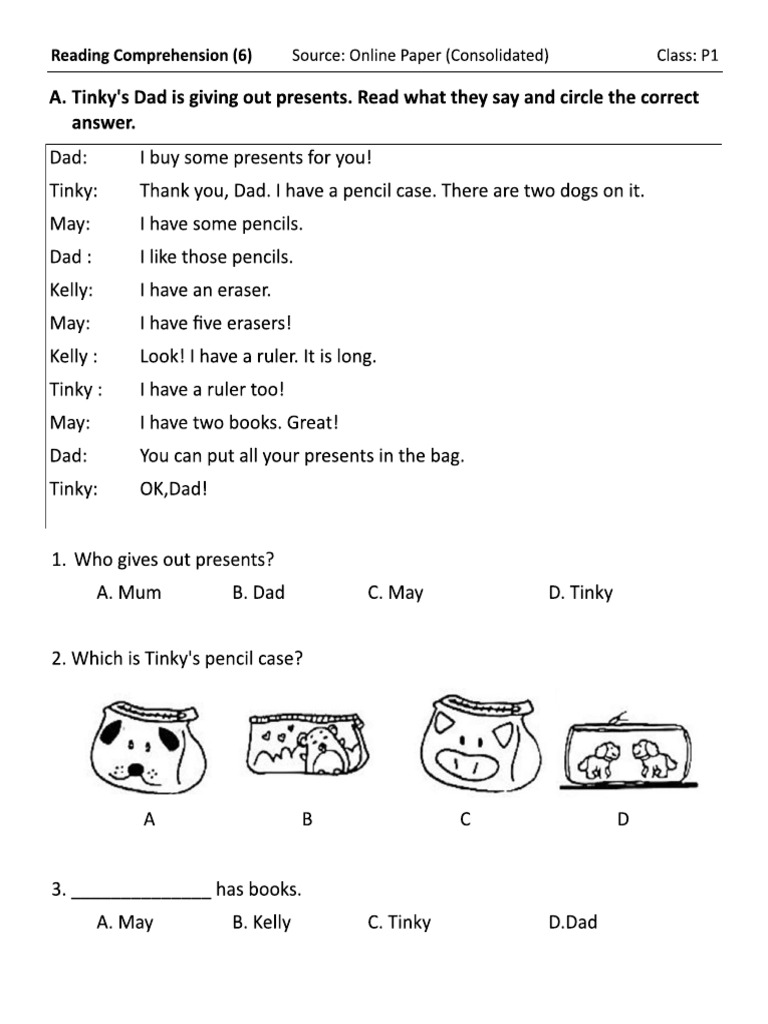 06-10. P1 English Reading Comprehension | PDF