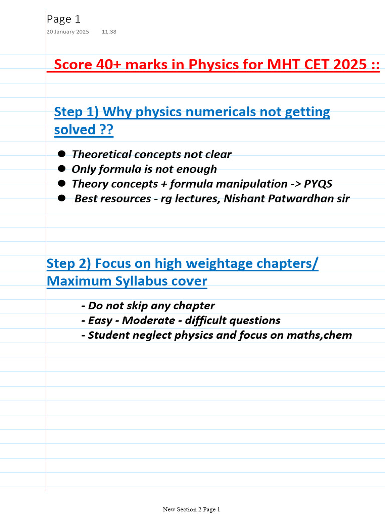 Physics Plan | PDF