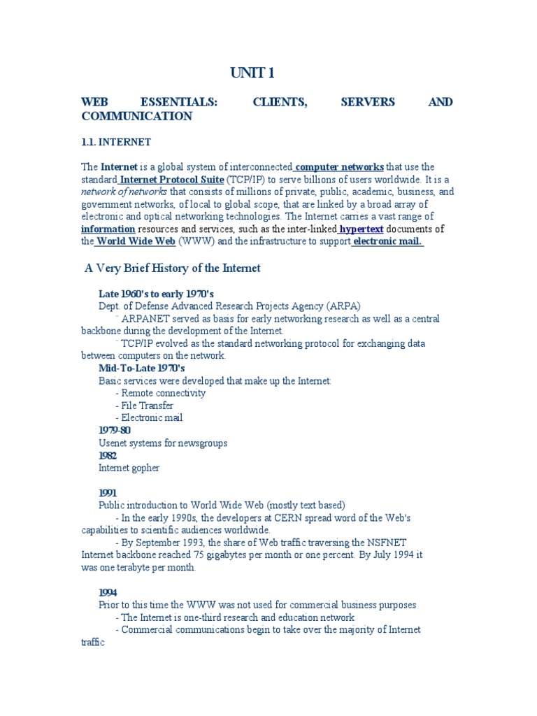 Unit 1 Web Essentials Clients Servers And Communication Pdf Hypertext Transfer Protocol