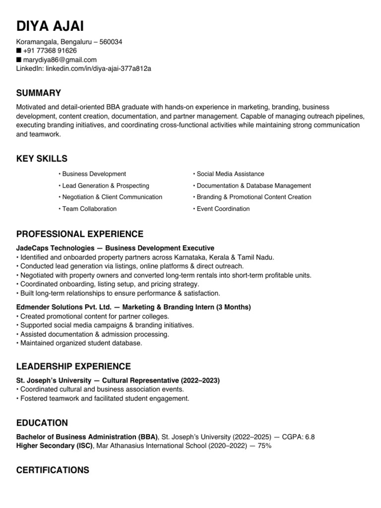 BBA Graduate with Marketing Expertise | PDF