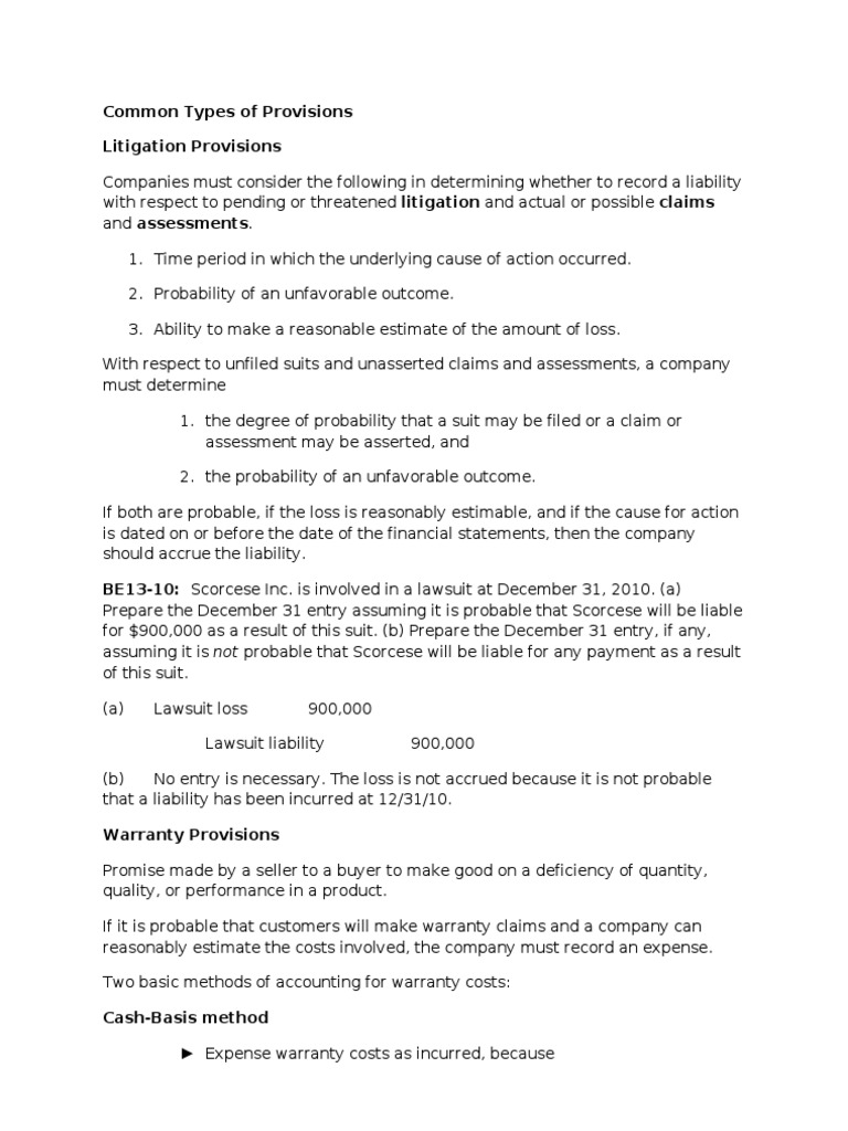 Common Types of Provisions | Lawsuit | Lease