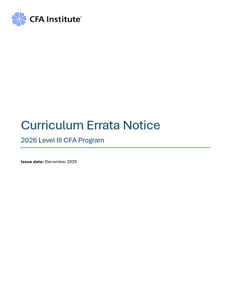 2026 Cfa Program Liii Errata Notice | PDF | Investing | Financial Economics