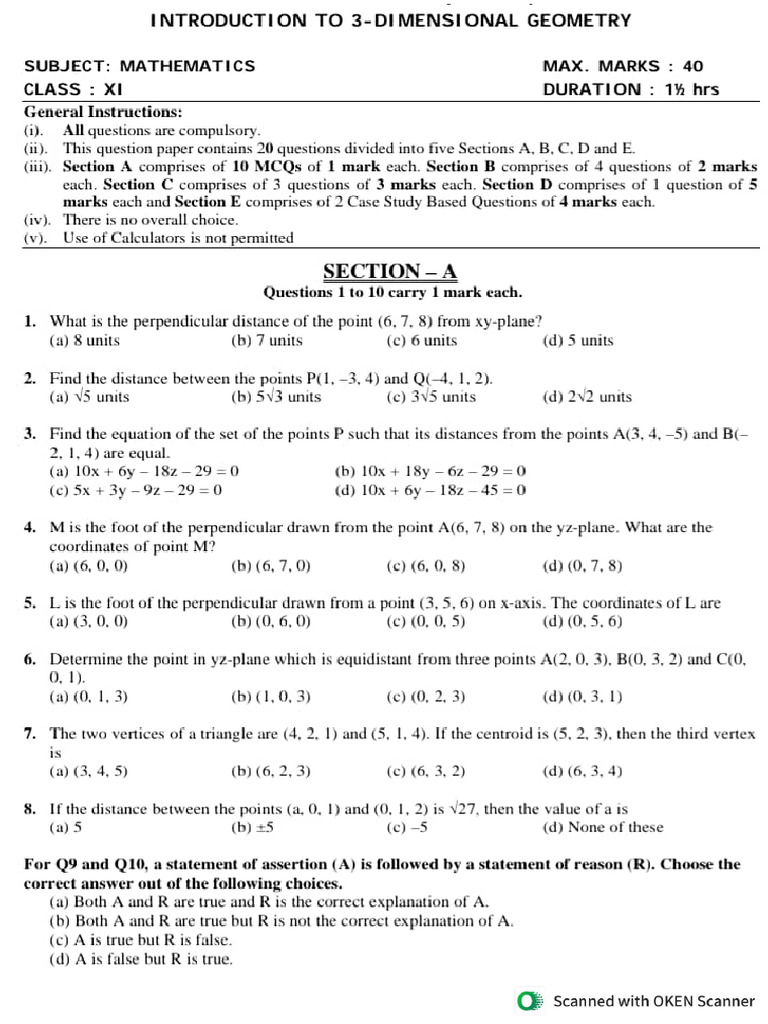 3D Geometry | PDF