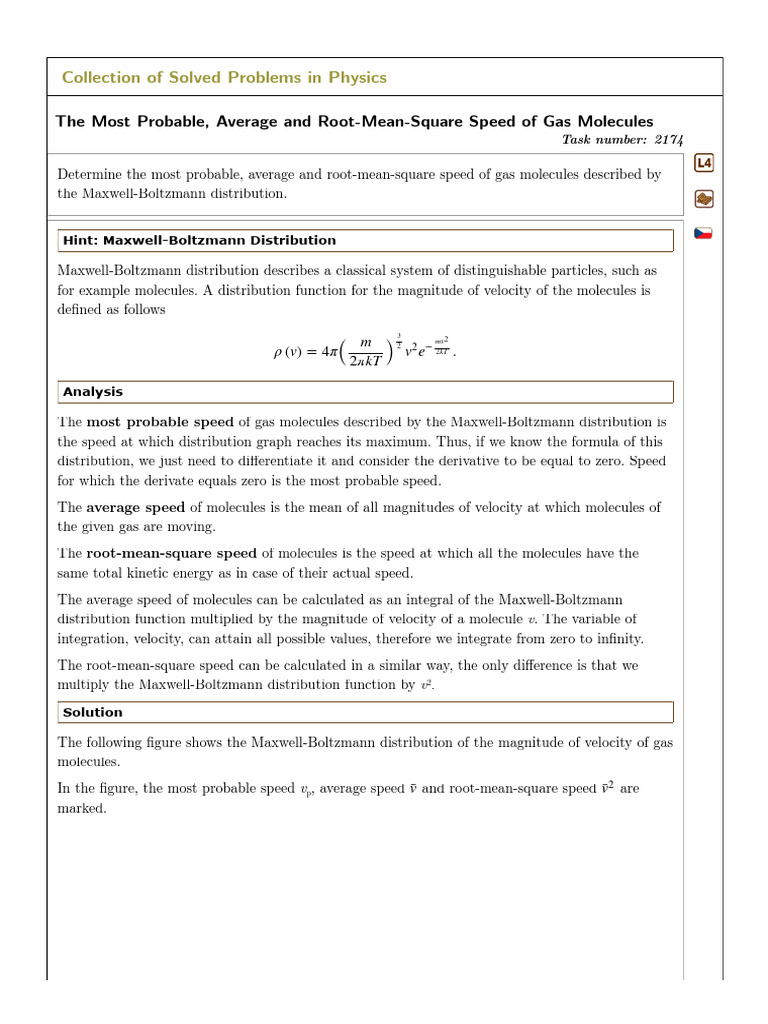 Lecture 4.2 (Supplement) Maxwell-Boltzmann | PDF | Gases | Root Mean Square