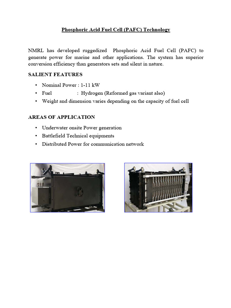 Phosphoric Acid Fuel Cell | PDF