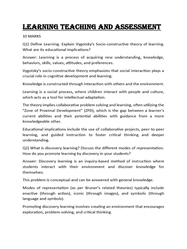 Learning Teaching Assessment | PDF | Classical Conditioning ...