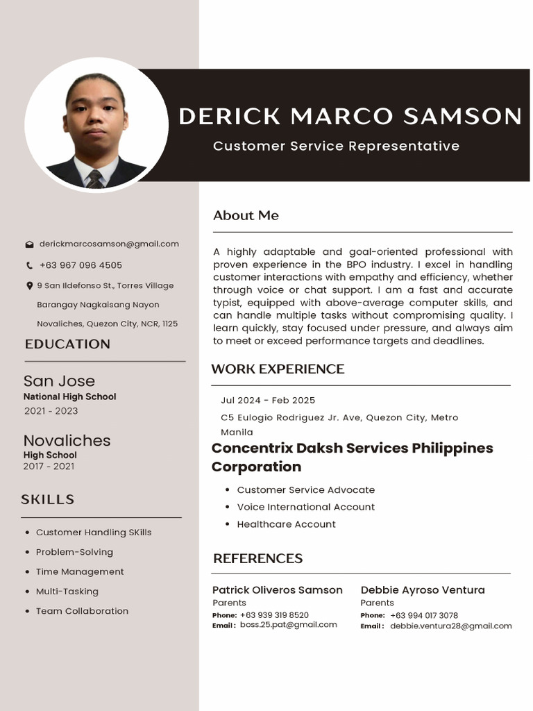 CV For Derick Marco Samson | PDF
