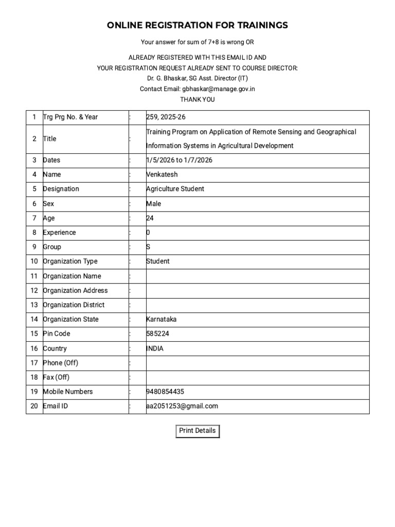 Online Registration for Training Program | PDF