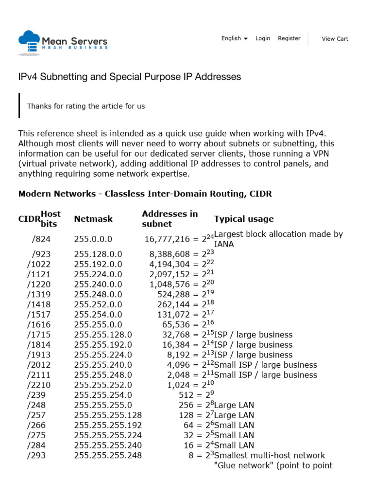 IPv4 Subnetting Guide and IP Addresses | PDF | Ip Address | Internet ...