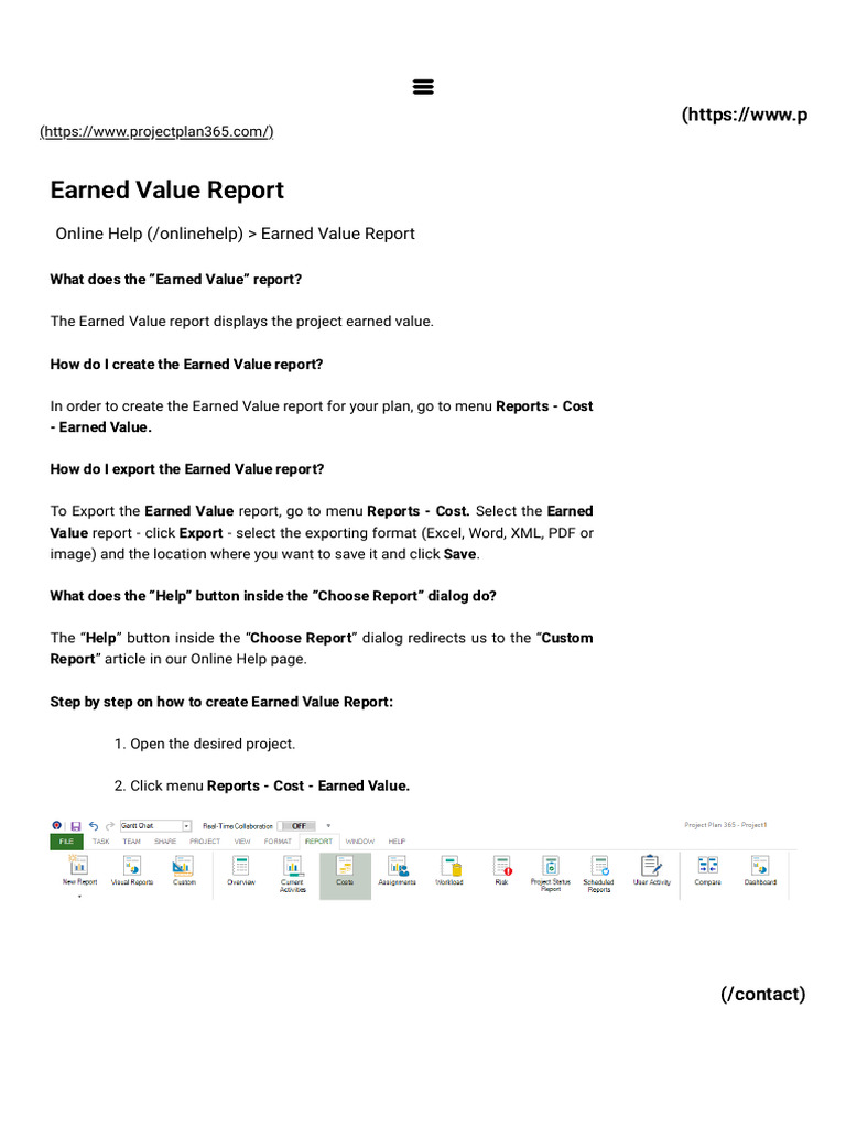 Earned Value Report - Project Plan 365 | PDF | Software | Computing