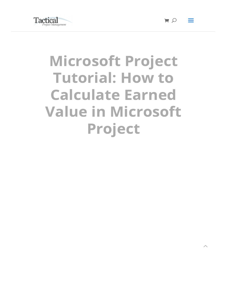 Earned Value How To Calculate Earned Value in Microsoft Project | PDF ...