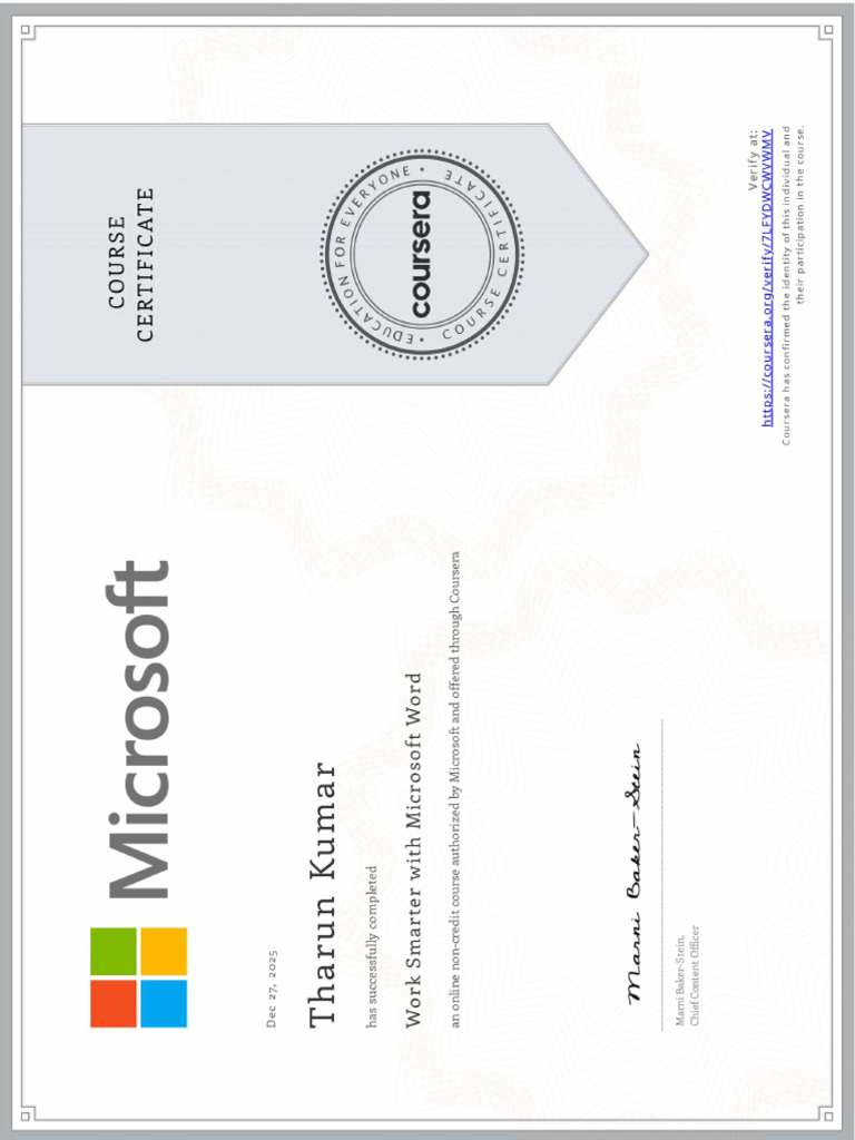 Ms World Certificate | PDF