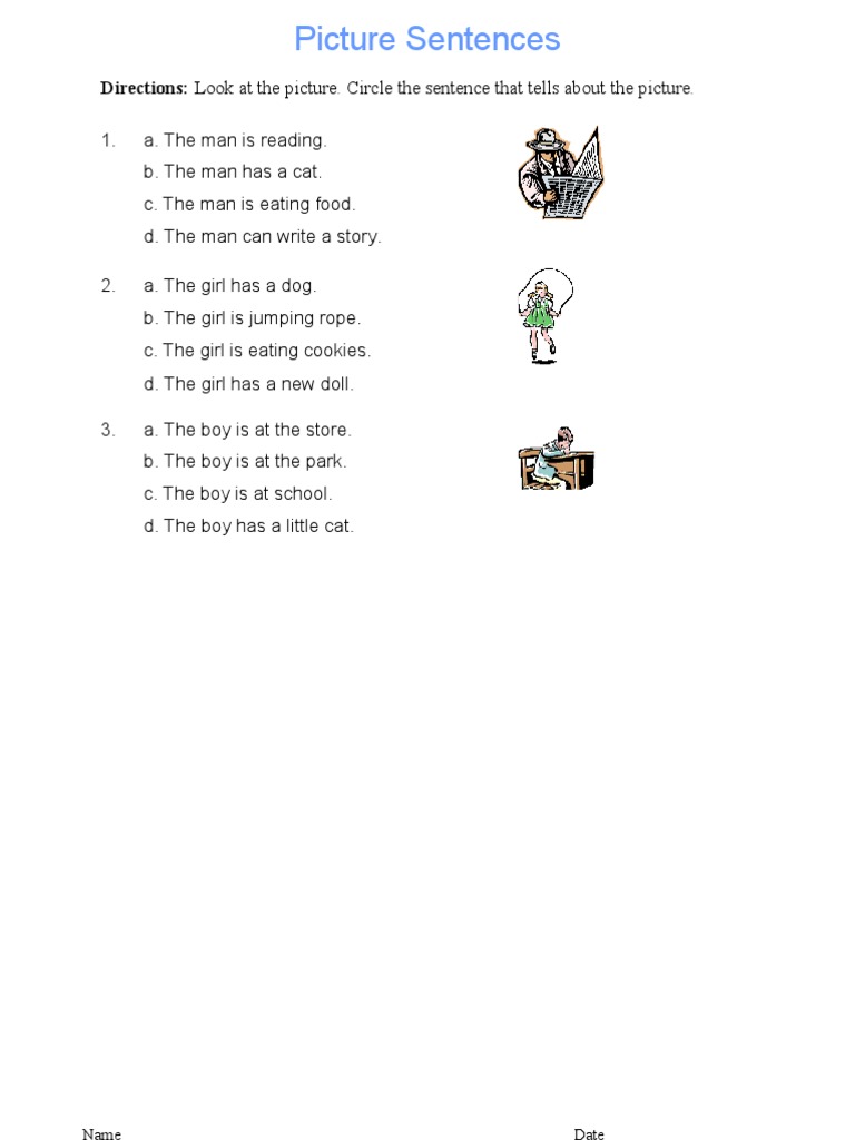 Picture Sentences Activity for Kids | PDF