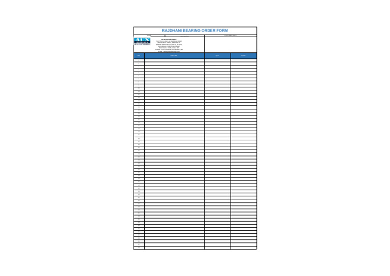 Rajdhani Bearing Purchase Order Form | PDF
