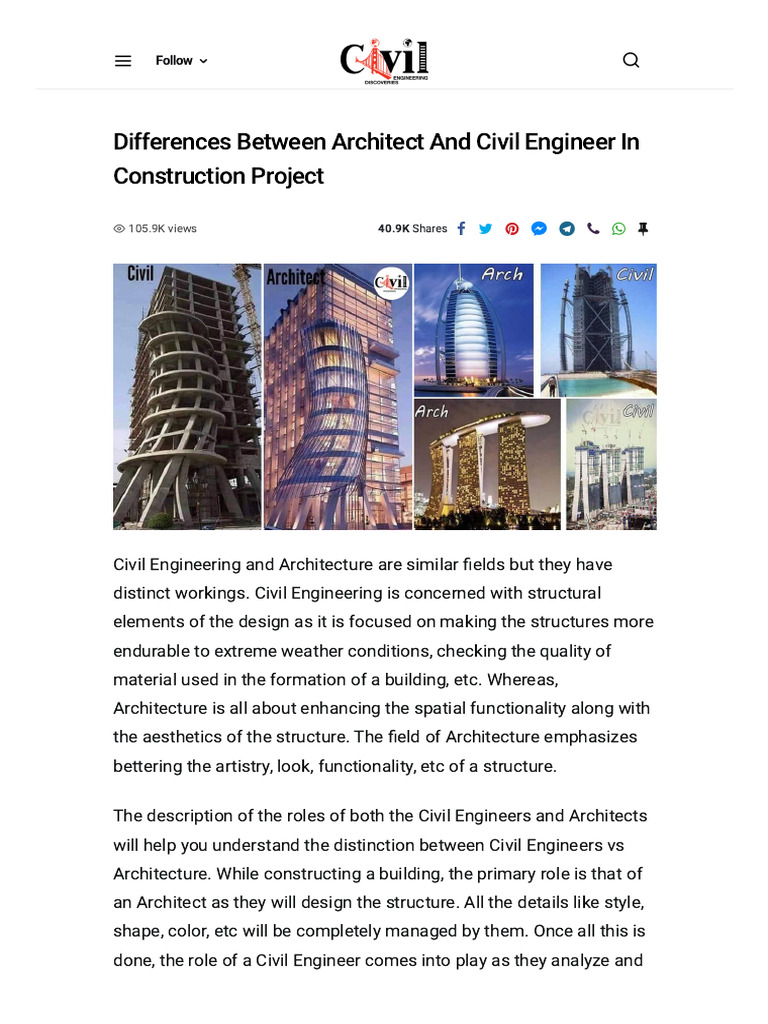Architect vs Civil Engineer Roles | PDF | Civil Engineering | Engineering