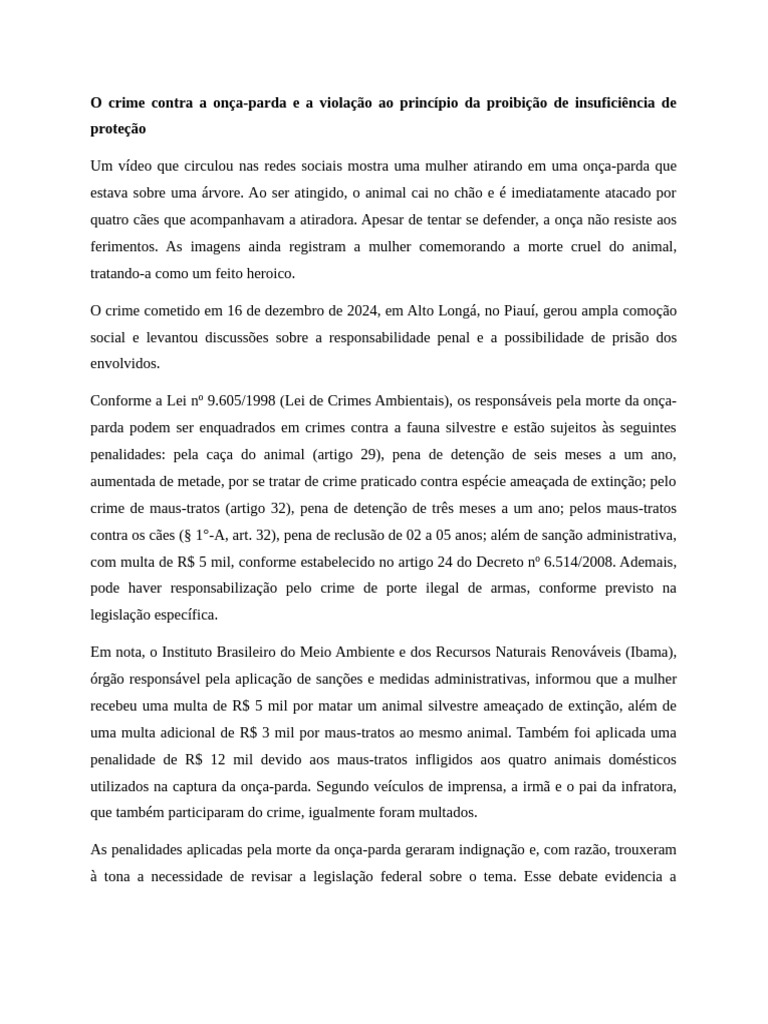 Das Art. 7 - Penalidades Dos Crimes Contra a Fauna Silvestre e Da ...