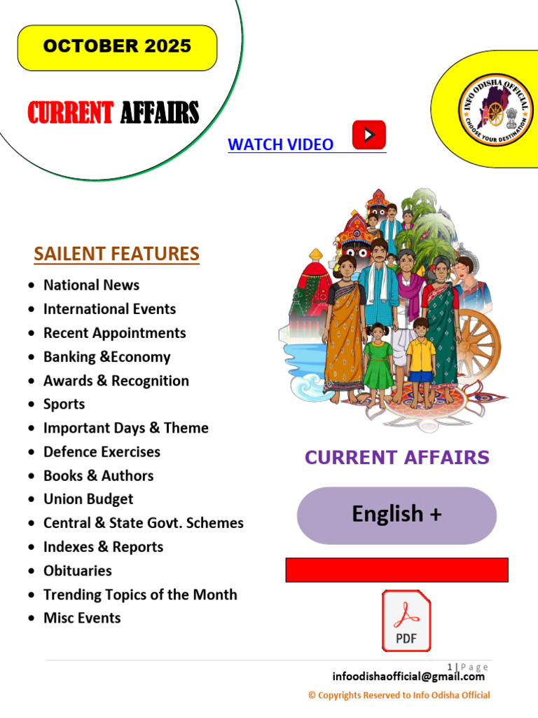 Current Affairs October 2025 Summary | PDF