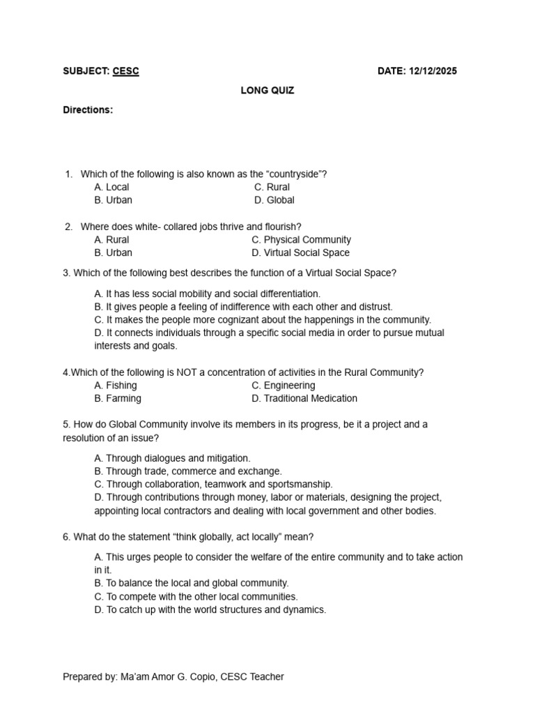 Cesc Day3 Quiz Copio | PDF | Community | Social Psychology