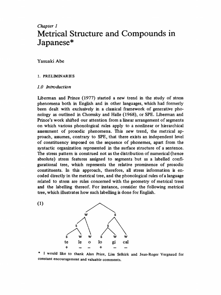 Metrical Structure in Japanese Compounds | PDF | Syllable | Stress ...