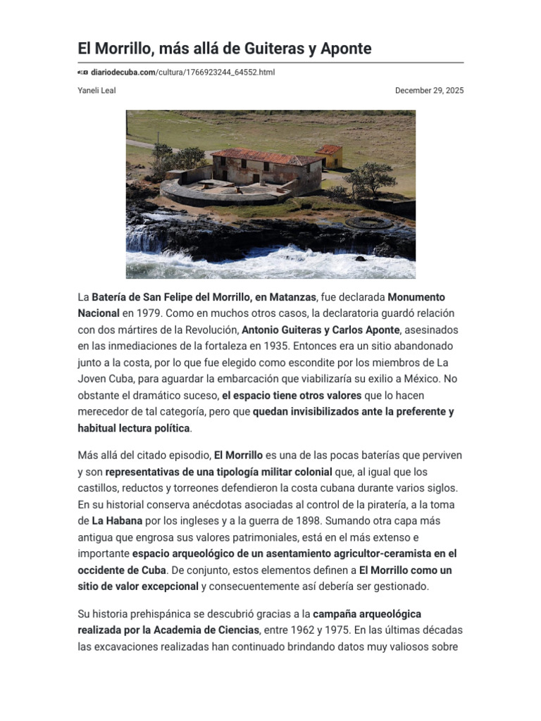 El Morrillo, más allá de Guiteras y Aponte _ DIARIO DE CUBA | PDF ...