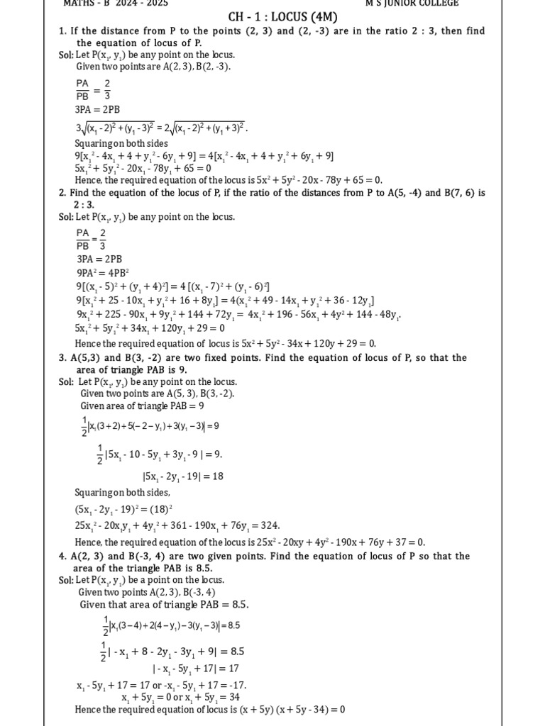 Locus Equations for Geometry Problems | PDF | Coordinate System ...