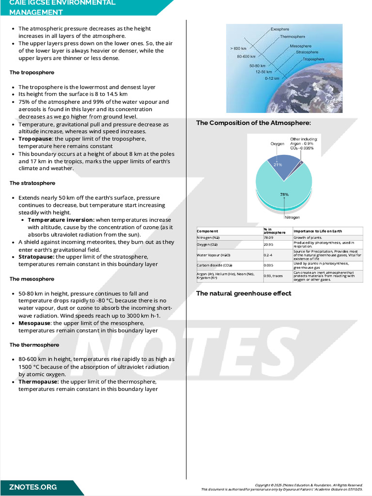 IGCSE Environmental Management Overview | PDF | Atmosphere Of Earth ...