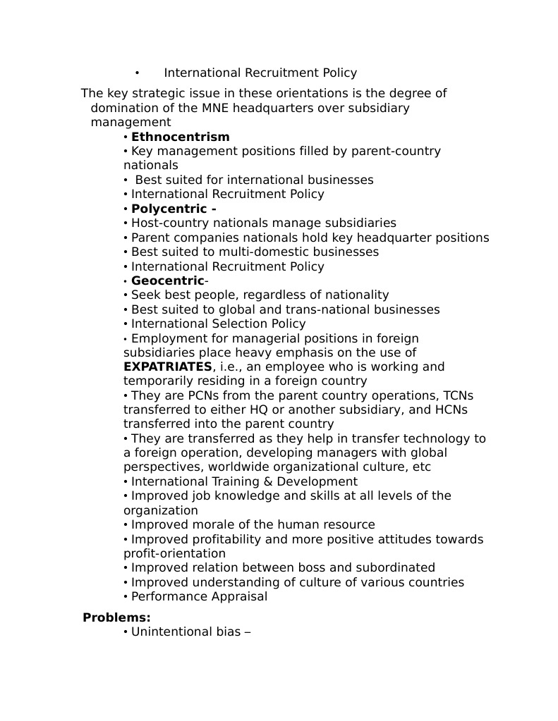 International Recruitment Policy | PDF | International Business ...