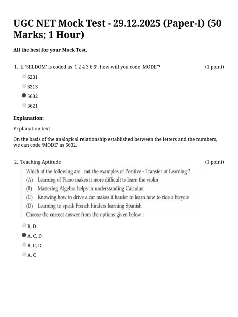 UGC NET Mock Test Paper-I 2025 | PDF | Science, Technology, Engineering ...