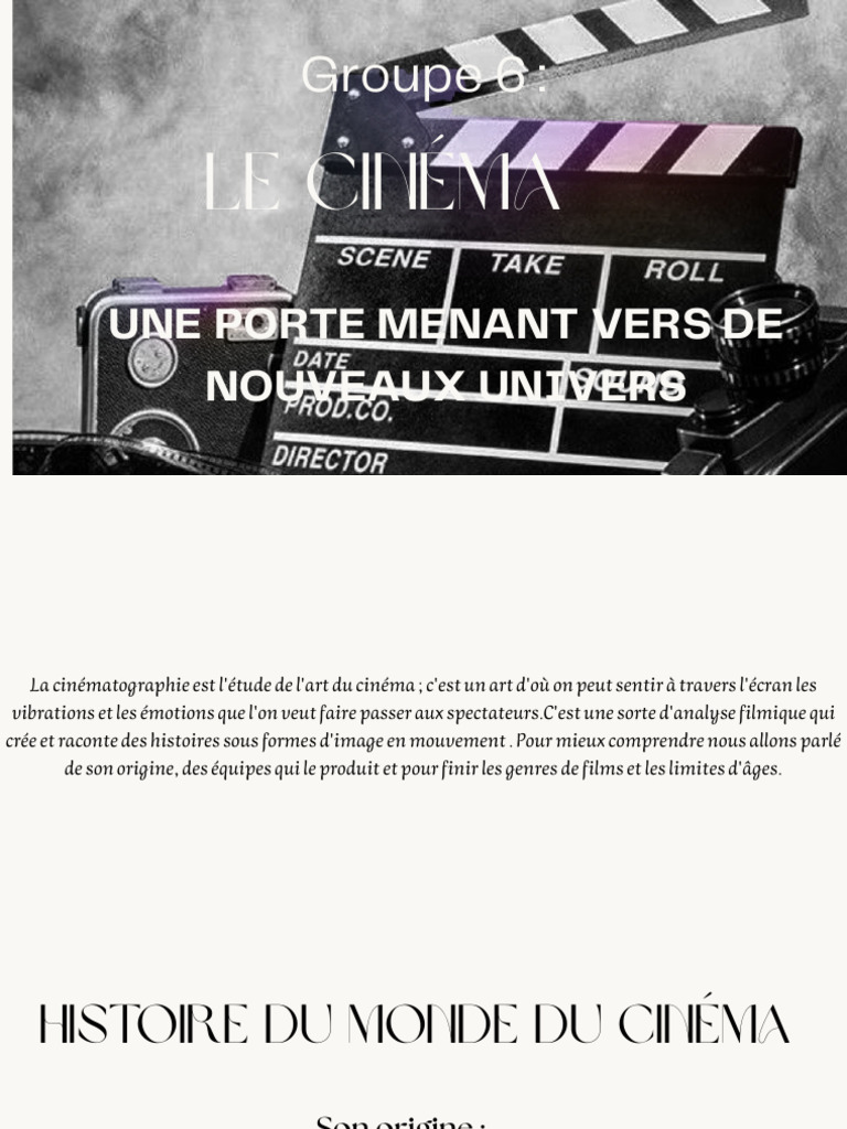 Histoire et Évolution du Cinéma | PDF | Cinématographie | Réalisation ...