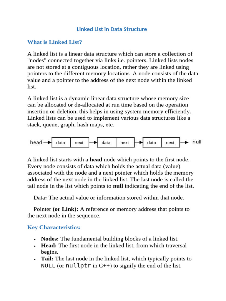 Linked List in Data Structure | PDF | Pointer (Computer Programming ...