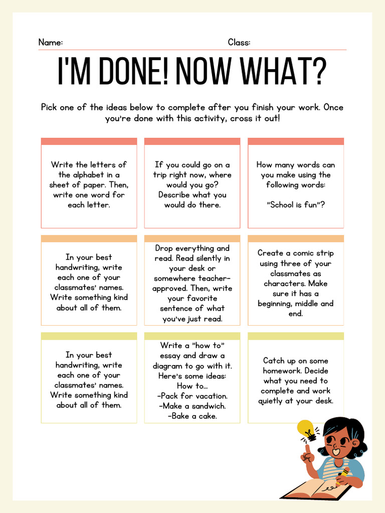 Orange Beige Organic Early Finishers Activity Worksheet | PDF
