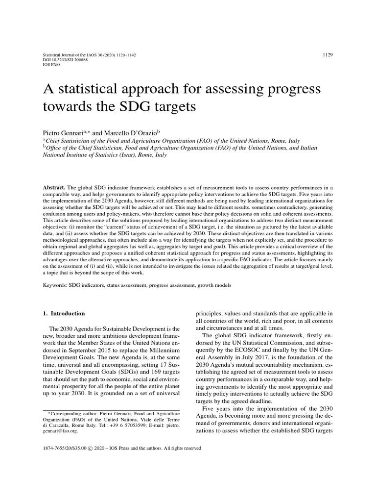 Statistical Methods for SDG Progress Assessment | PDF | Methodology ...