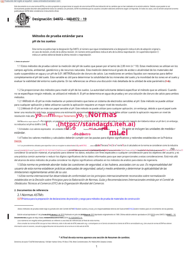 ASTM-D4972-01 Determinación de PH | PDF | Ph | Agua
