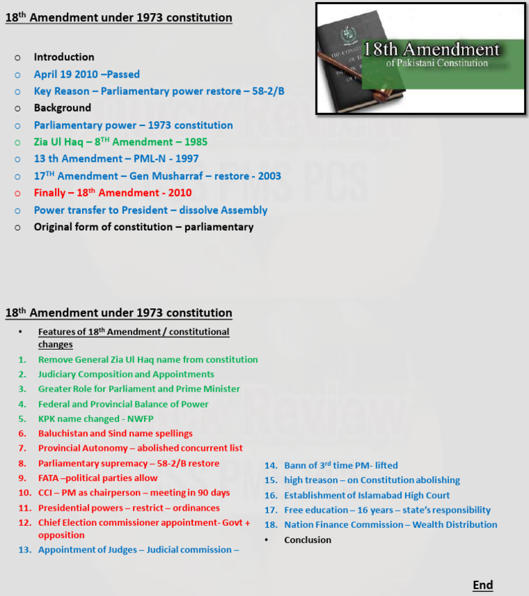 Overview of the 18th Amendment 2010 | PDF
