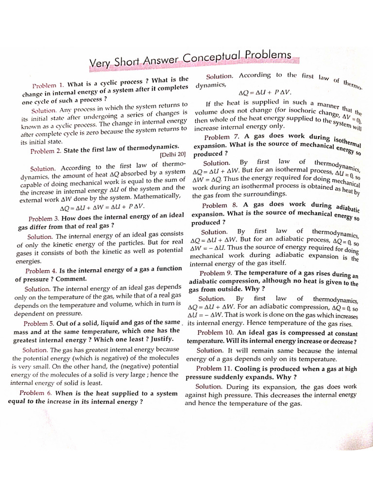 Thermodynamics - Conceptual Problems | PDF