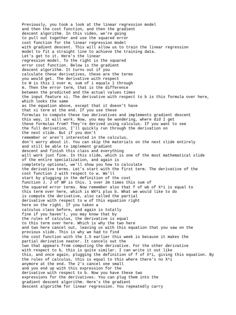 Gradient Descent for Linear Regression | PDF | Regression Analysis ...