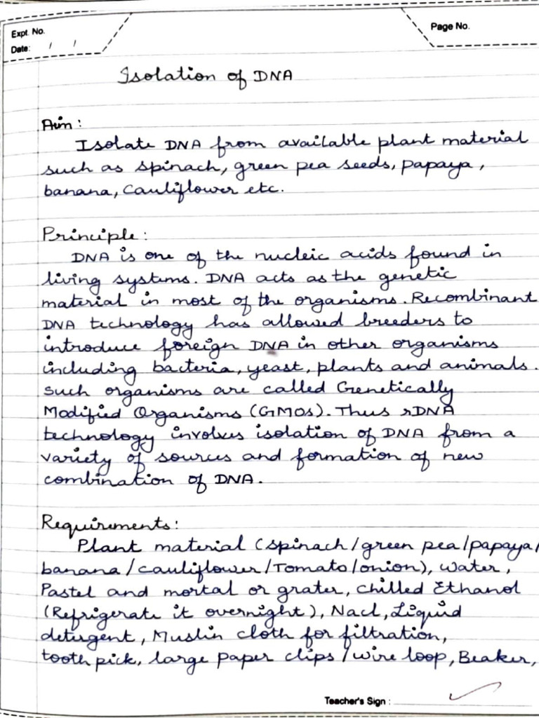 DNA Isolation Experiment-1 | PDF