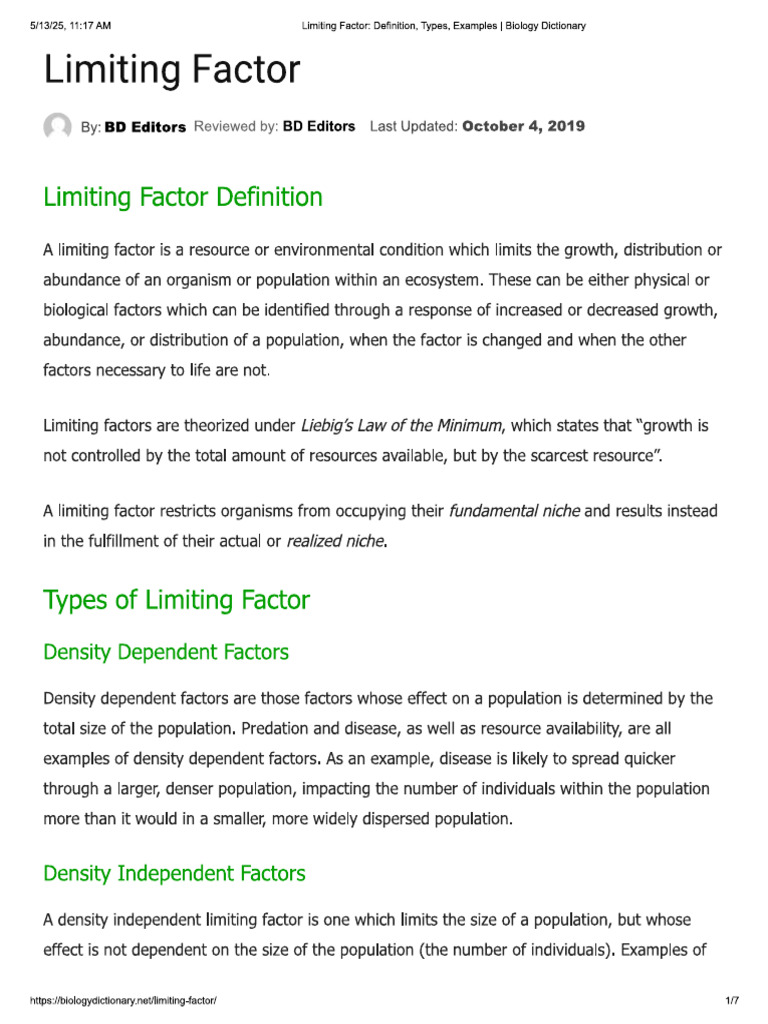 Law of Limiting Factors | PDF