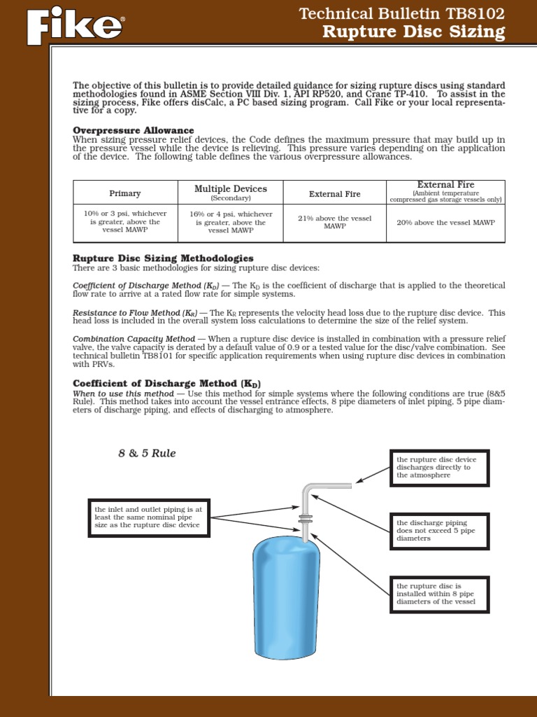Rupture Disc Sizing | PDF