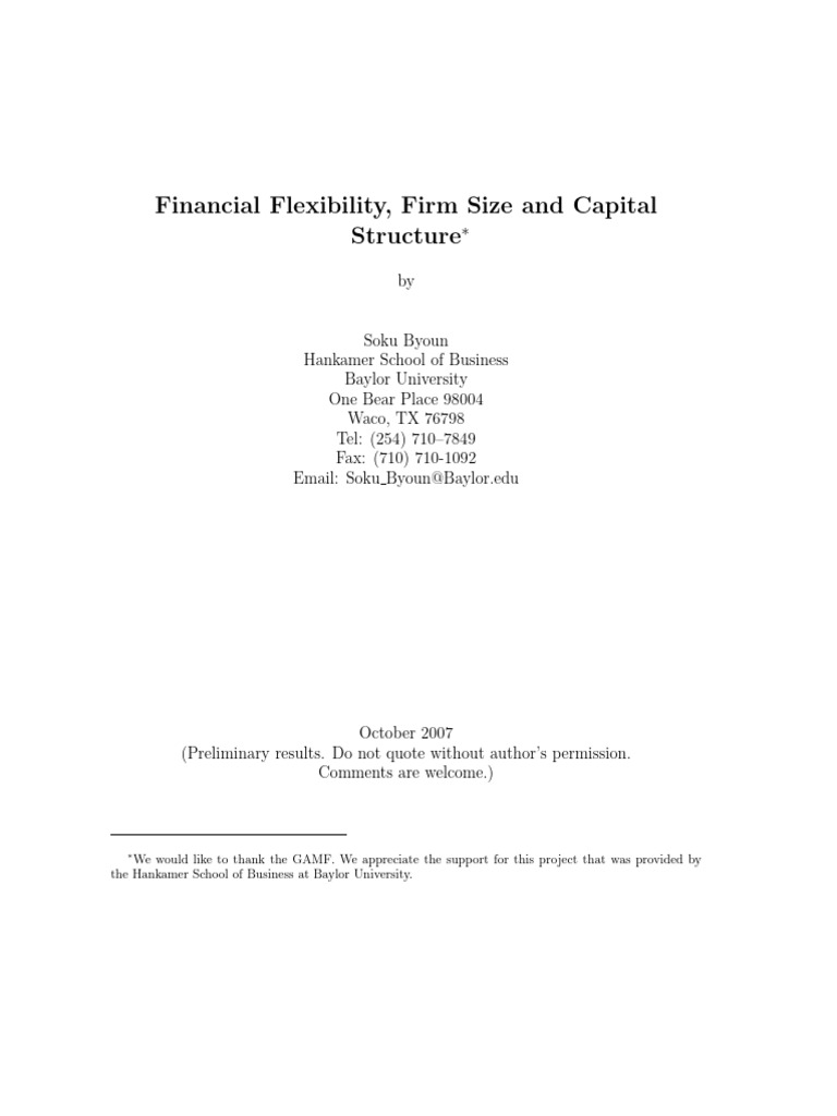 Financial Flexibility, Firm Size and Capital Structure | PDF | Capital ...