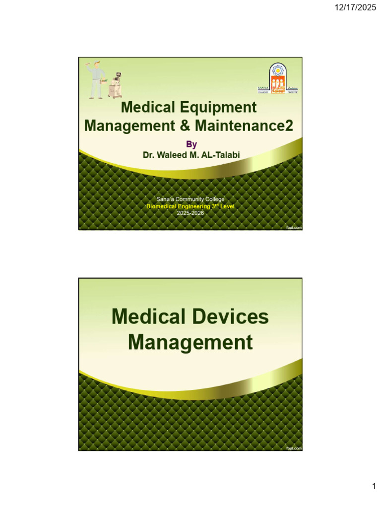 01 Medical Devices Management Waleed Altalabi | PDF | Expense | Medical ...