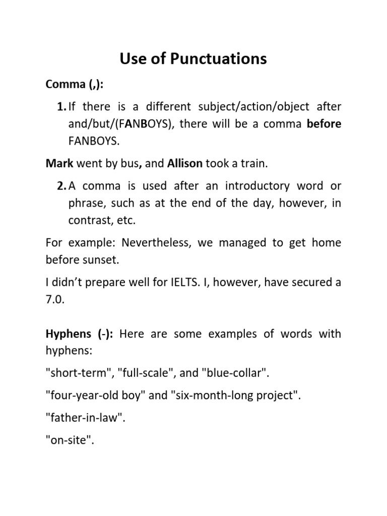 Use of Punctuations PDF | PDF