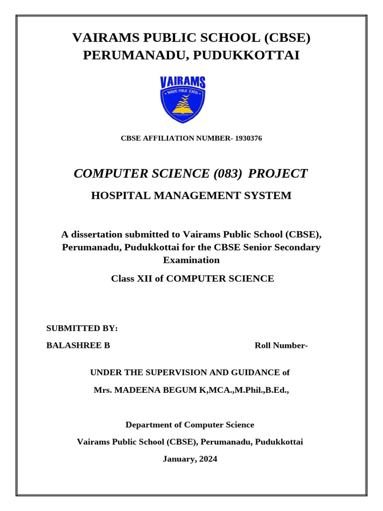 Bala-Hospital Management System | PDF | System | Computer Programming