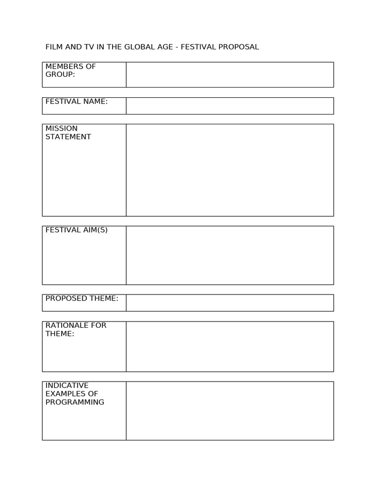 Global Film & TV Festival Proposal | PDF