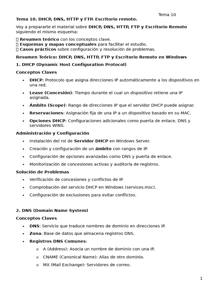 Configuración de DHCP, DNS, HTTP y FTP | PDF | sistema de nombres de ...