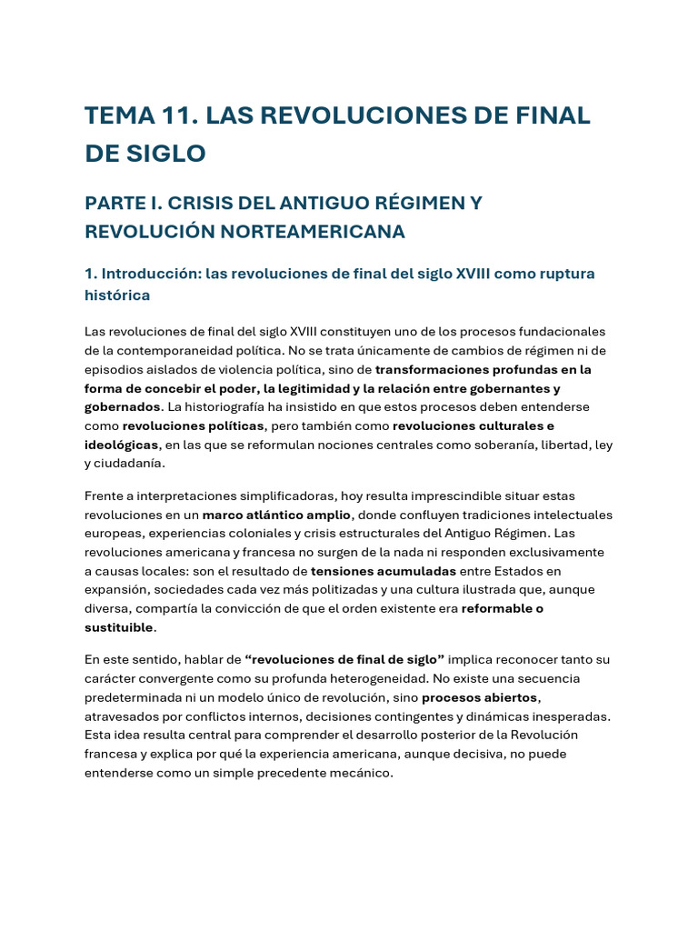 Tema 11. Las Revoluciones de Final de Siglo | PDF | revolución Francesa | Constitución