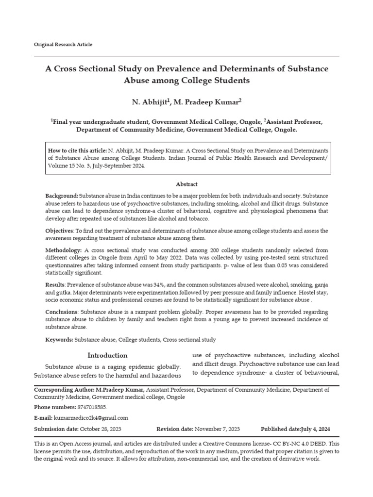 Cross Sectional Study On Substance Abuse (2) - 251216 - 104114 | PDF ...