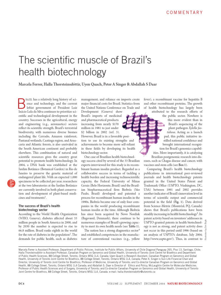The Scientific Muscle of Brazil’s Health Biotechnology | PDF ...